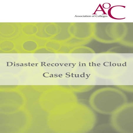 Disaster recovery in the cloud | PDF