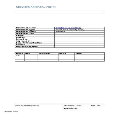 Disaster Recovery Policy .docx