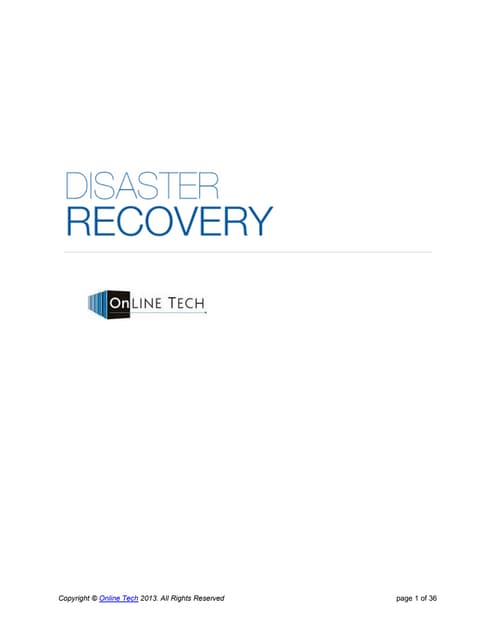 Introduction To Disaster Recovery IT Services | PPT