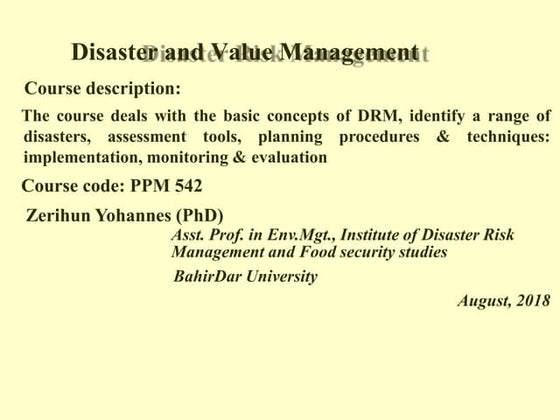 Disaster risk management | PPT