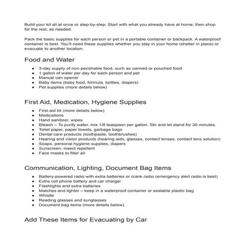 Disaster Supply Checklist | PDF