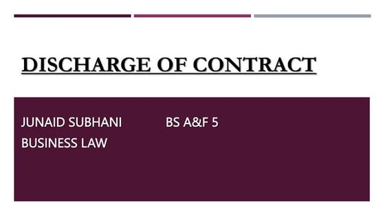 Discharge of Contract | PPT