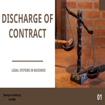 Discharge of Contract & Remedies to Breach of Contract | PPTX