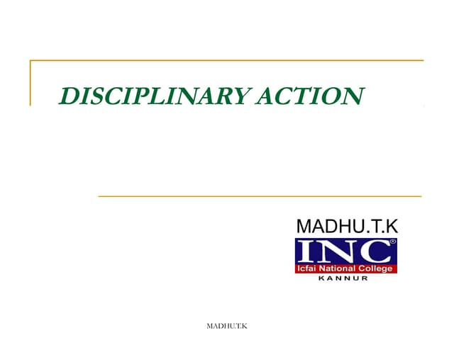 Misconduct & Disciplinary Action - Charge Sheet & Domestic Enquiry | PDF