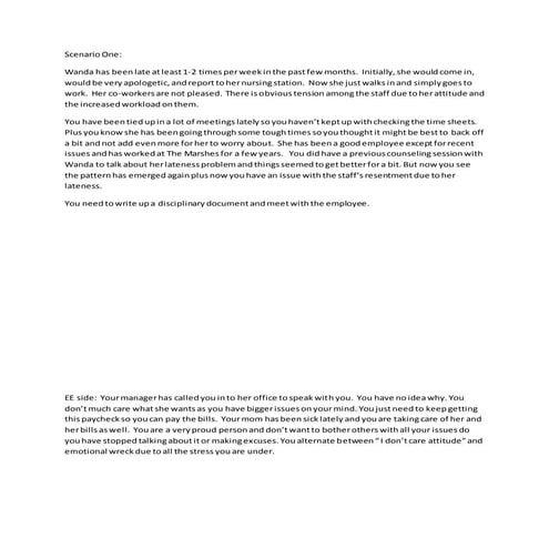 Disciplinary action training scenarios | DOCX