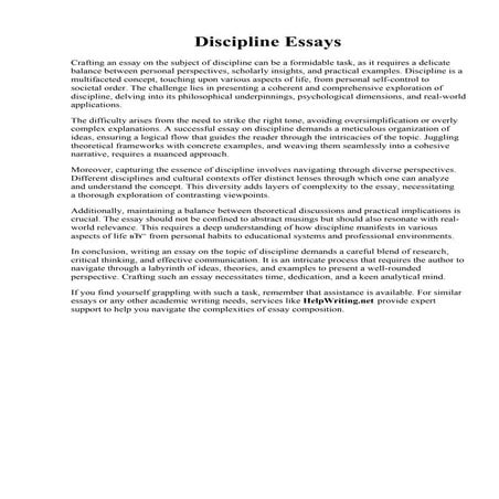 Discipline Essays. Essay on Discipline in English, Write an Essay on ...