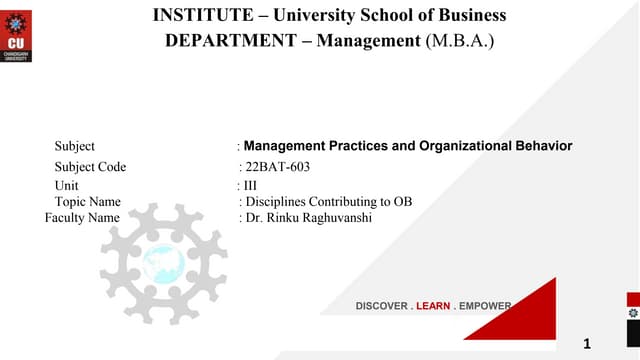 OB Introduction, Scope, Challenges and Opportunities, goal and OB Model | PPTX