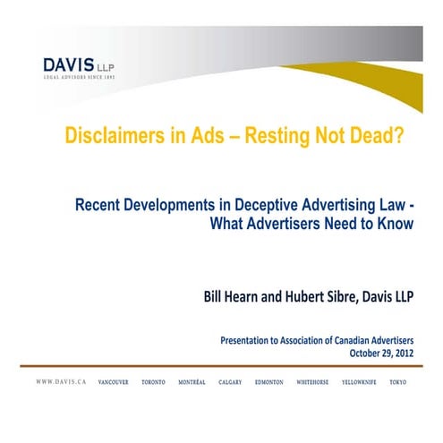 Disclaimer in Ads - Resting Not Dead? | PPT
