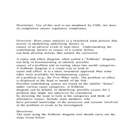 Disclaimer Use of this tool is not mandated by CMS, nor does | DOCX