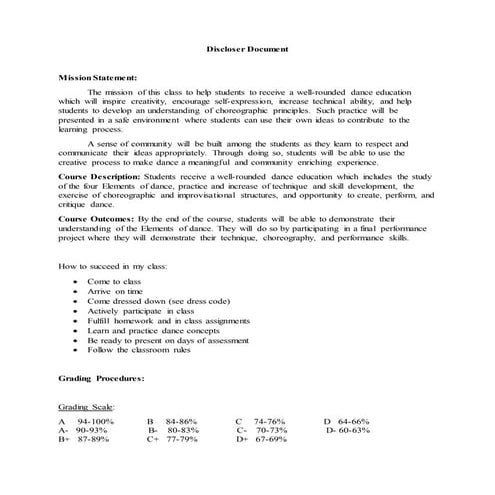 Discloser document | DOCX | Homework and Study | Education