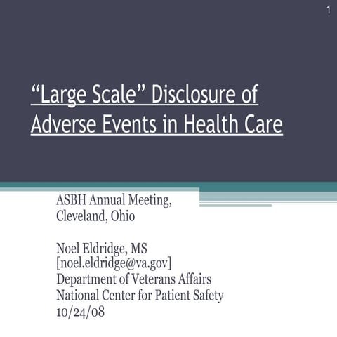 Large-Scale Disclosure Panel Presentation from 2008 Annual Meeting of ...