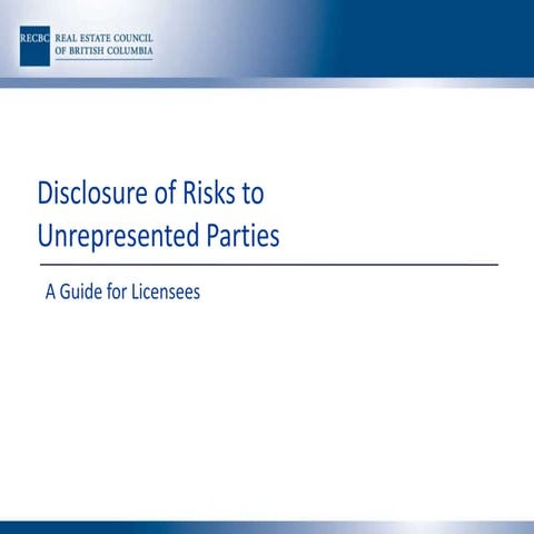 Disclosure of Risks to Unrepresented Parties: A Guide for Licenses | POTX