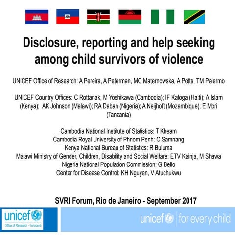 Disclosure, reporting and help seeking - child survivors of violence | PPT