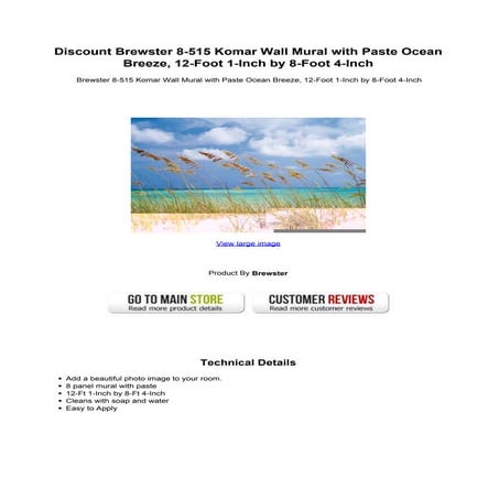 Discount Brewster 8-515 Komar Wall Mural with Paste Ocean Breeze 12-Foot 1-Inch by 8-Foot 4-Inch ...