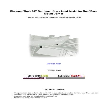 Discount thule 847 outrigger kayak load assist for roof rack mount ...