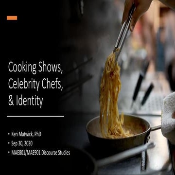 Discourse analysis of cooking shows, celebrity chefs | PDF