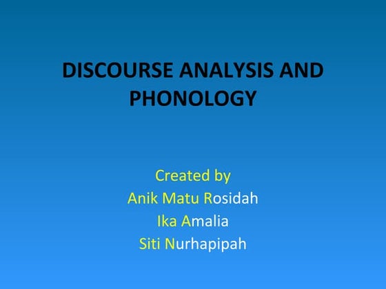 Discourse Analysis and Phonology | PPTX
