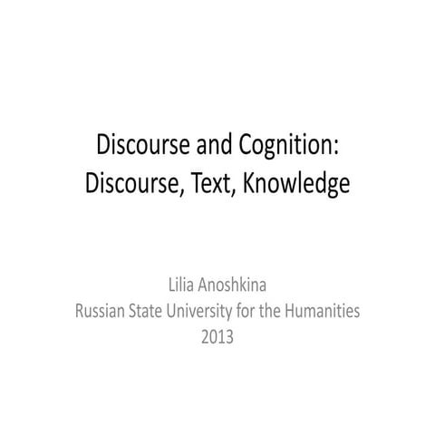 Briefly On Discourse And Cognition Ppt