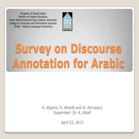 Discourse Annotation For Arabic 2 Ppt