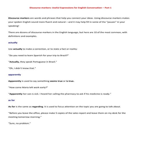 Discourse markers | PDF