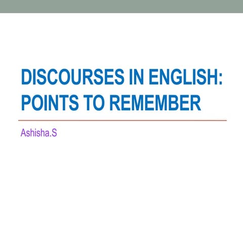 Discourses in english | PPTX