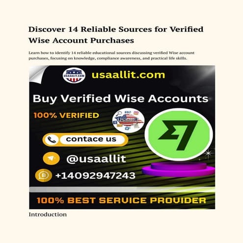 Discover 14 Reliable Sources for Buy Verified Wise Accounts.pdf