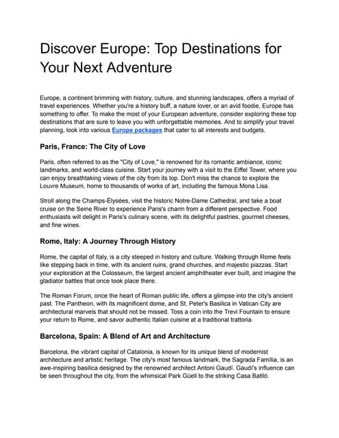 Most Touristic Countries in Europe12.pdf | Europe Travel | Travel Locations