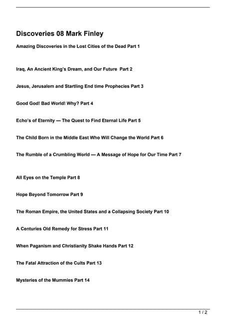 Discoveries 08 Mark Finley | PDF | Christianity | Religion & Spirituality