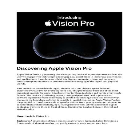 Discovering Apple Vision Pro (1).pdf | Cameras and Camcorders ...