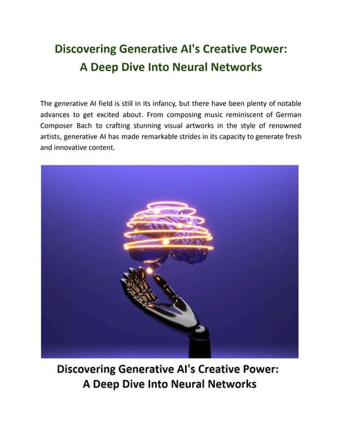 Discovering Generative AI's Creative Power: A Deep Dive Into Neural ... Discovering Generative AI's Creative Power: A Deep Dive Into Neural ...