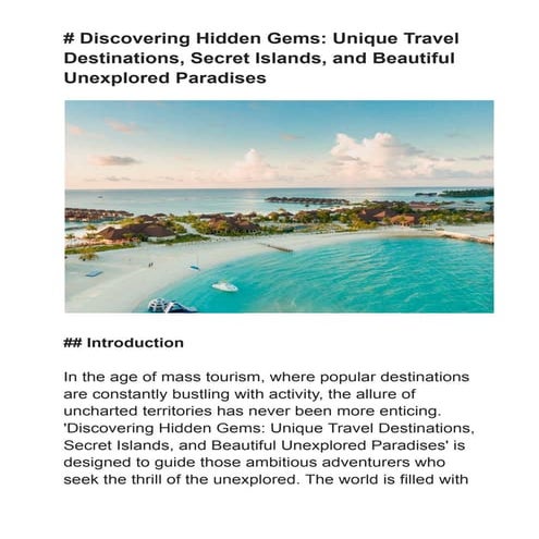 # Discovering Hidden Gems_ Unique Travel Destinations, Secret Islands ...
