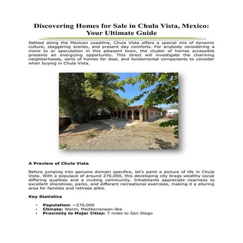 Discovering Homes for Sale in Chula Vista, Mexico: Your Ultimate Guide ...