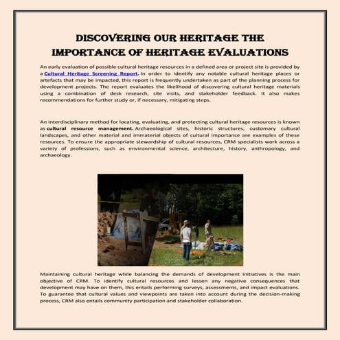 Heritage Management: Preserving the Past, Shaping the Future | PDF