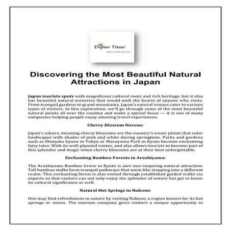 Discovering the Most Beautiful Natural Attractions in Japan | PDF