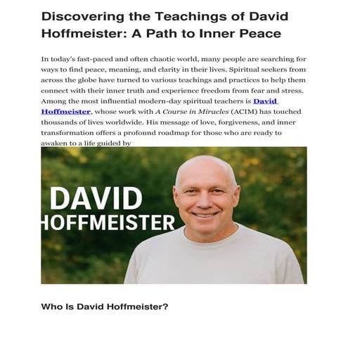 Discovering the Teachings of David Hoffmeister | DOCX
