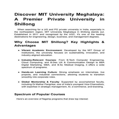 Discover MIT University Meghalaya_ A Premier Private University in ...