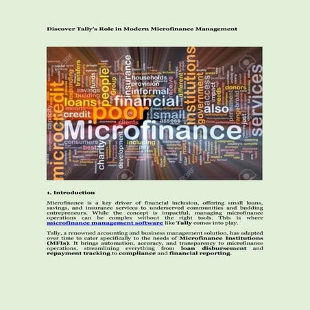 Discover Tally's Role in Modern Microfinance Management | PDF