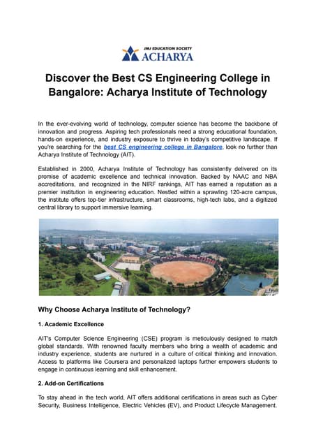 Acharya Institute of Technology Bangalore | PDF