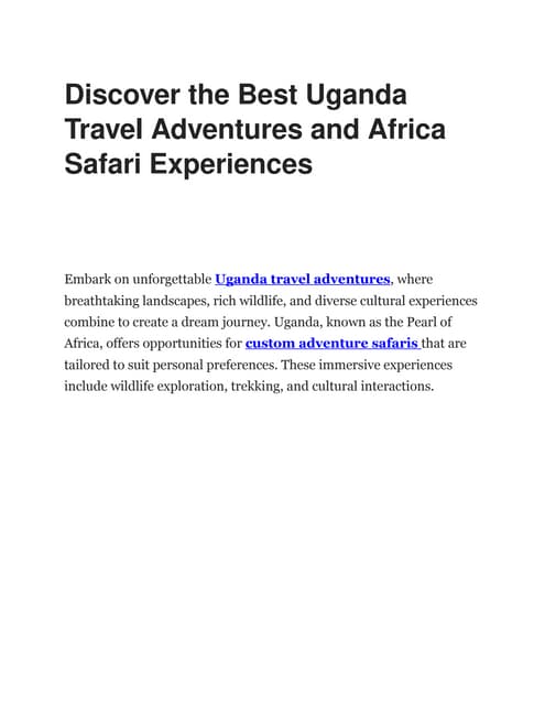 Discover the Wild Wonders of Uganda.pdf | Africa Travel | Travel Locations