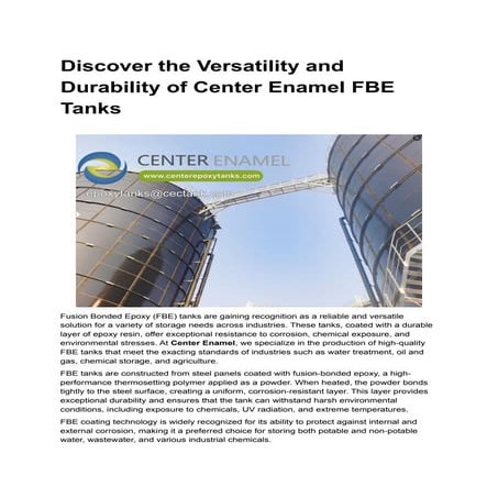 Discover the Versatility and Durability of Center Enamel FBE Tanks.docx