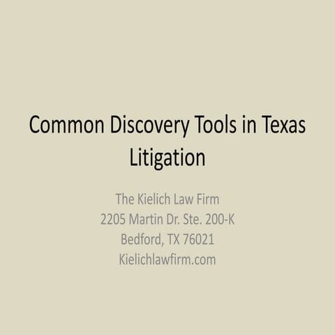 Discovery Tools in Texas Lawsuits | PPTX | Law