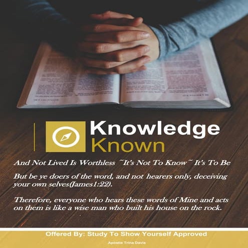 Knowledge Known And Not Lived Is Worthless | PDF