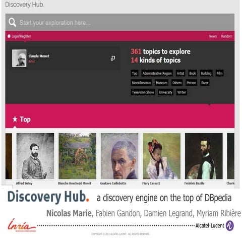 Discovery hub : an exploratory search engine on the top of DBpedia | PPTX