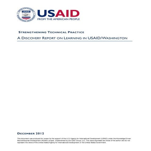 A Discovery Report on Learning in USAID/Washington | PDF | Educational ...