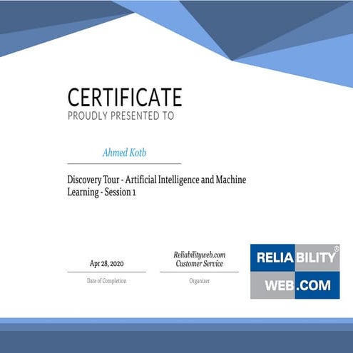 Certificate of Completion "Discovery tour artificial intelligence and ...