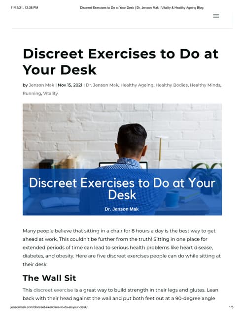 12 desk exercise | PPT