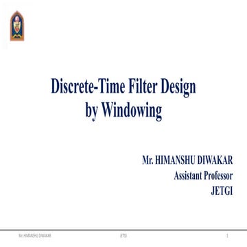 Discrete time filter design by windowing 3 | PPT