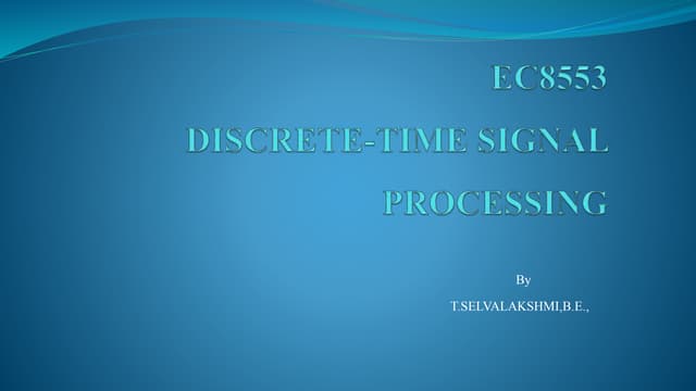 Discrete Time Signal Processing Unit 2 Ppt