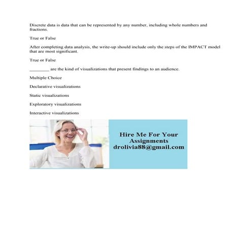 Discrete data is data that can be represented by any number- including ...