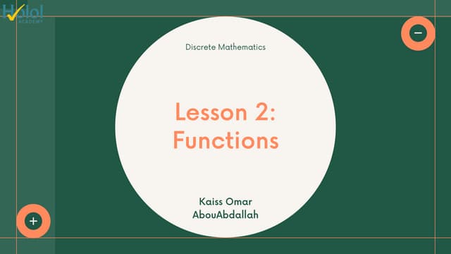 Discrete Mathematics Lesson 2 Functions Ppt